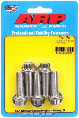 ARP 5-Pack Bolt Kit 12-Point Head S/S 7/16" UNF x 1.250" UHL 7/16 ...
