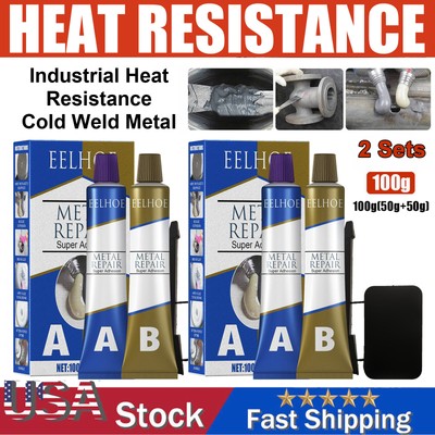 2X100g Industrial HEAT Resistance Cold Weld Metal Repair Paste Adhesive ...