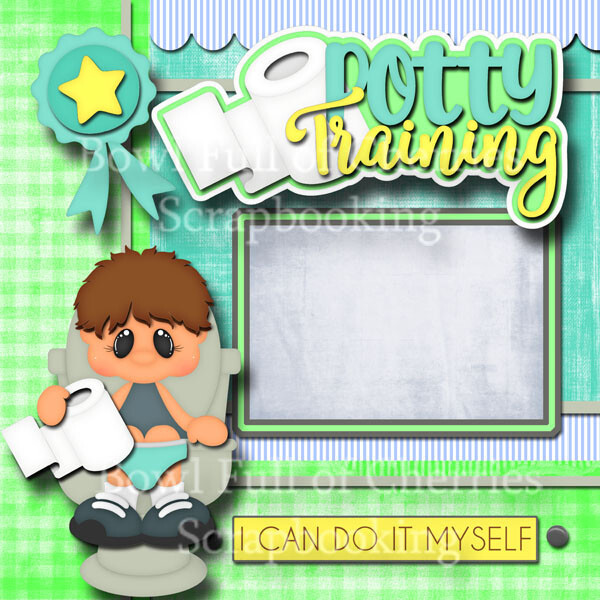 POTTY TRAINING BOY ~ 2 premade scrapbook pages paper toilet PRINTED ...
