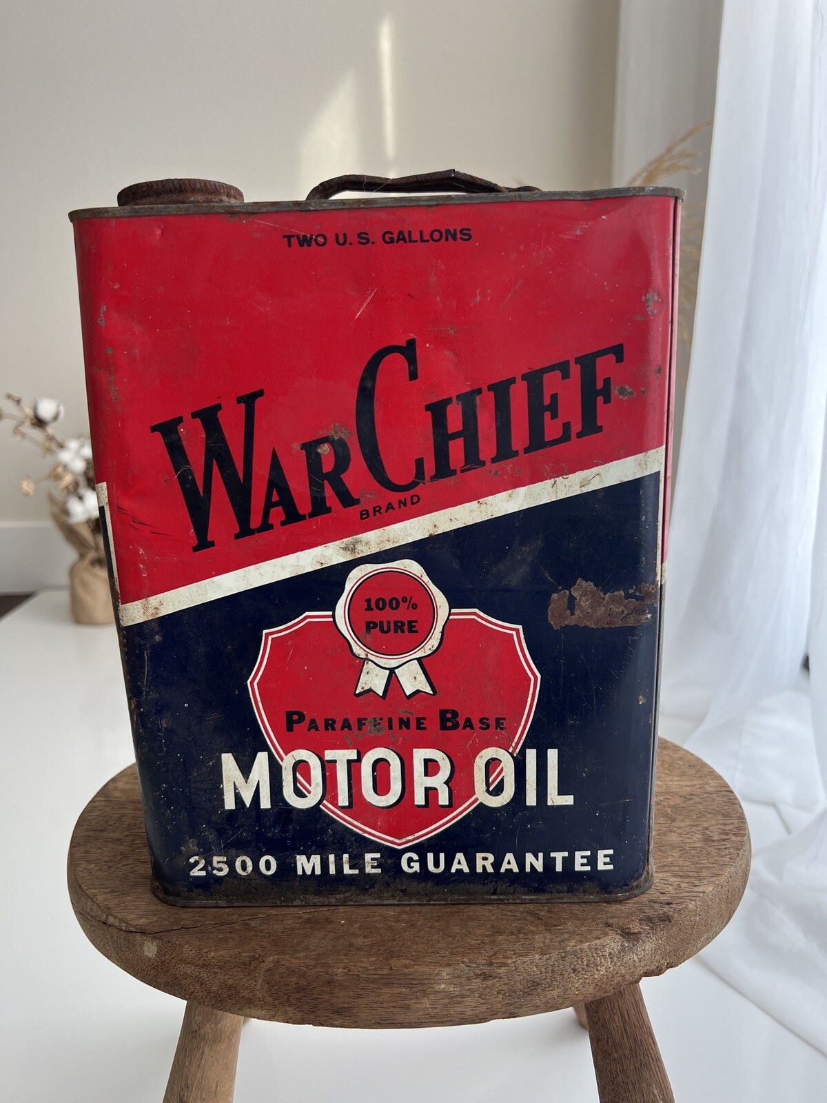 VINTAGE ADVERTISING WAR CHIEF MOTOR OIL 2 GALLON TIN | eBay