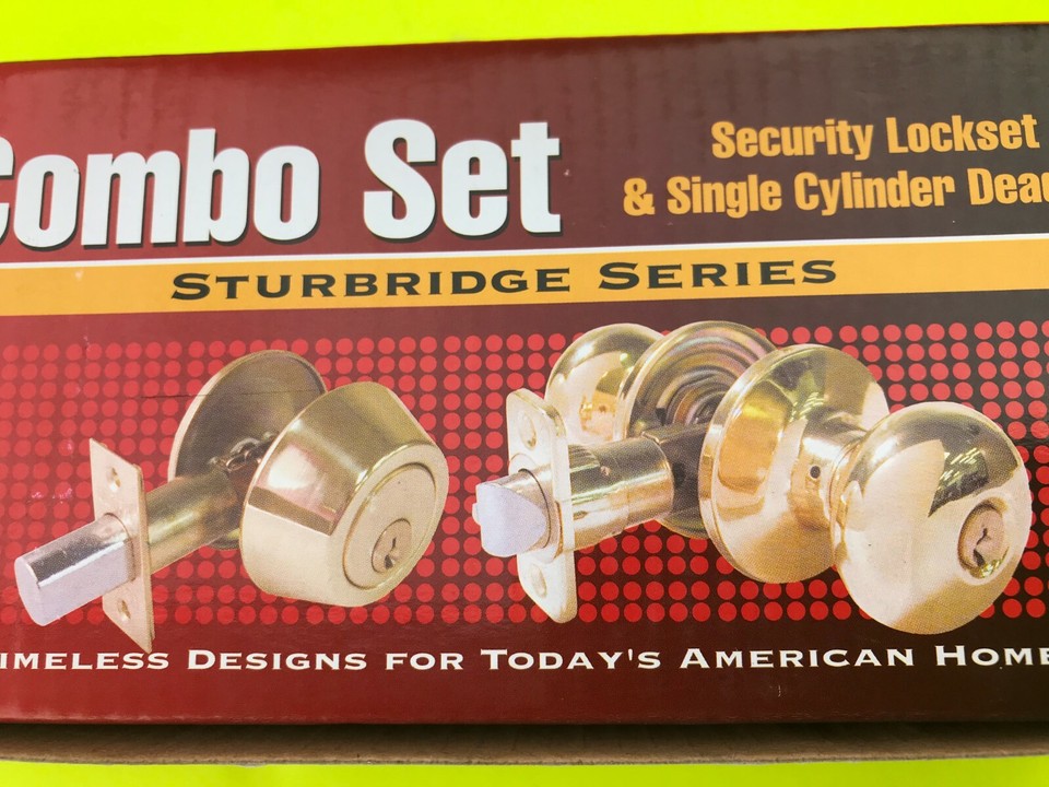 ENTRY COMBO LOCK SET Polished Brass Entrance Door Security Lockset ...