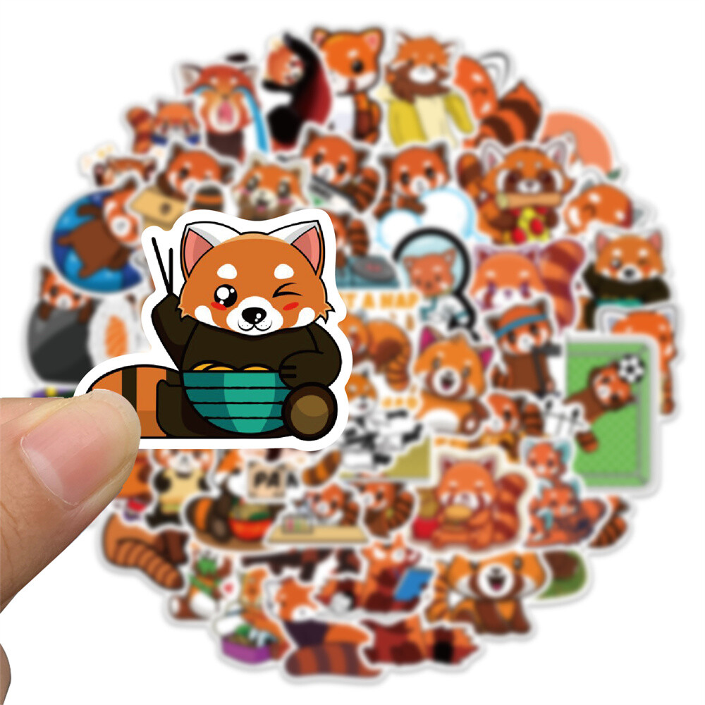 50pcs Red Panda Cartoon Animals Ailurus Fulgens Vinyl Decal Stickers ...