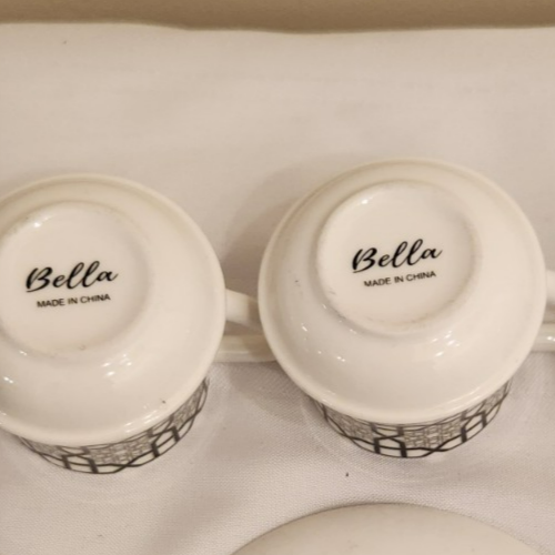Bella China Vista Alegre Black & White Shapes Expresso Cups & Saucers ...
