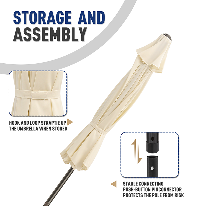 9 ft Outdoor Market 8 Steel Ribs Umbrella Poolside Table Sun Shade w ...