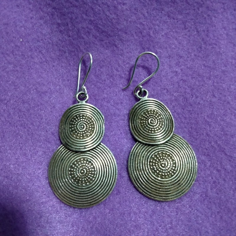 Fine Silver Earrings Sterling 925 Jewelry 10g Double Tribal Spiral ...