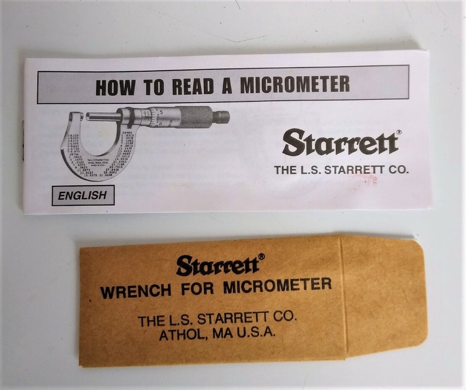 STARRETT 50935230RL 0-1" OUTSIDE MICROMETER with RATCHET STOP & LOCK ...