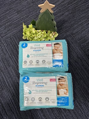 Well Beginnings Diapers Jumbo 12-18 Lbs 2 Pk Total 74 Pcs Dry - Lock ...