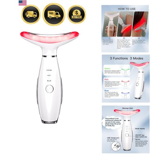 Face Neck Massager Skin Care Device with Vibration LED Thermal ...