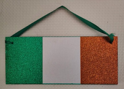 Wooden Irish Glitter Tri-Color Ireland Flag | eBay
