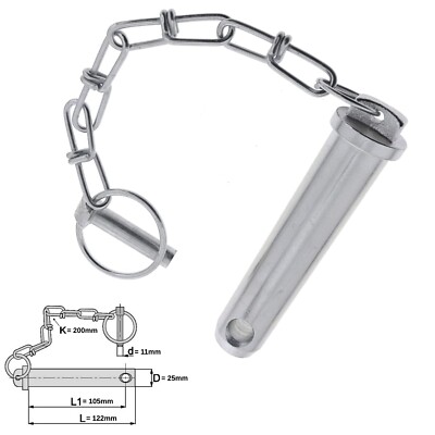 Oberlenkerbolzen Kat 2 Sicherungsbolzen Steckbolzen Ø 25mm mit Kette ...
