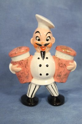 Adorable 7" Kitsch Fat Chef Salt and Pepper Shaker Set, Nesting Ceramic ...