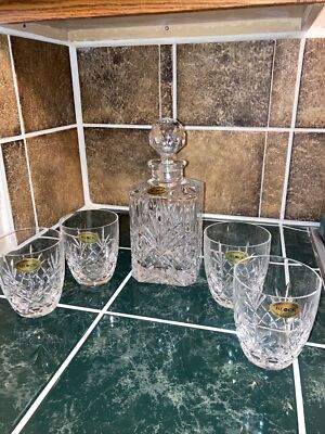Block Mouth Blown Hand Cut 24% Lead Crystal, Czech Republic 5 Piece ...
