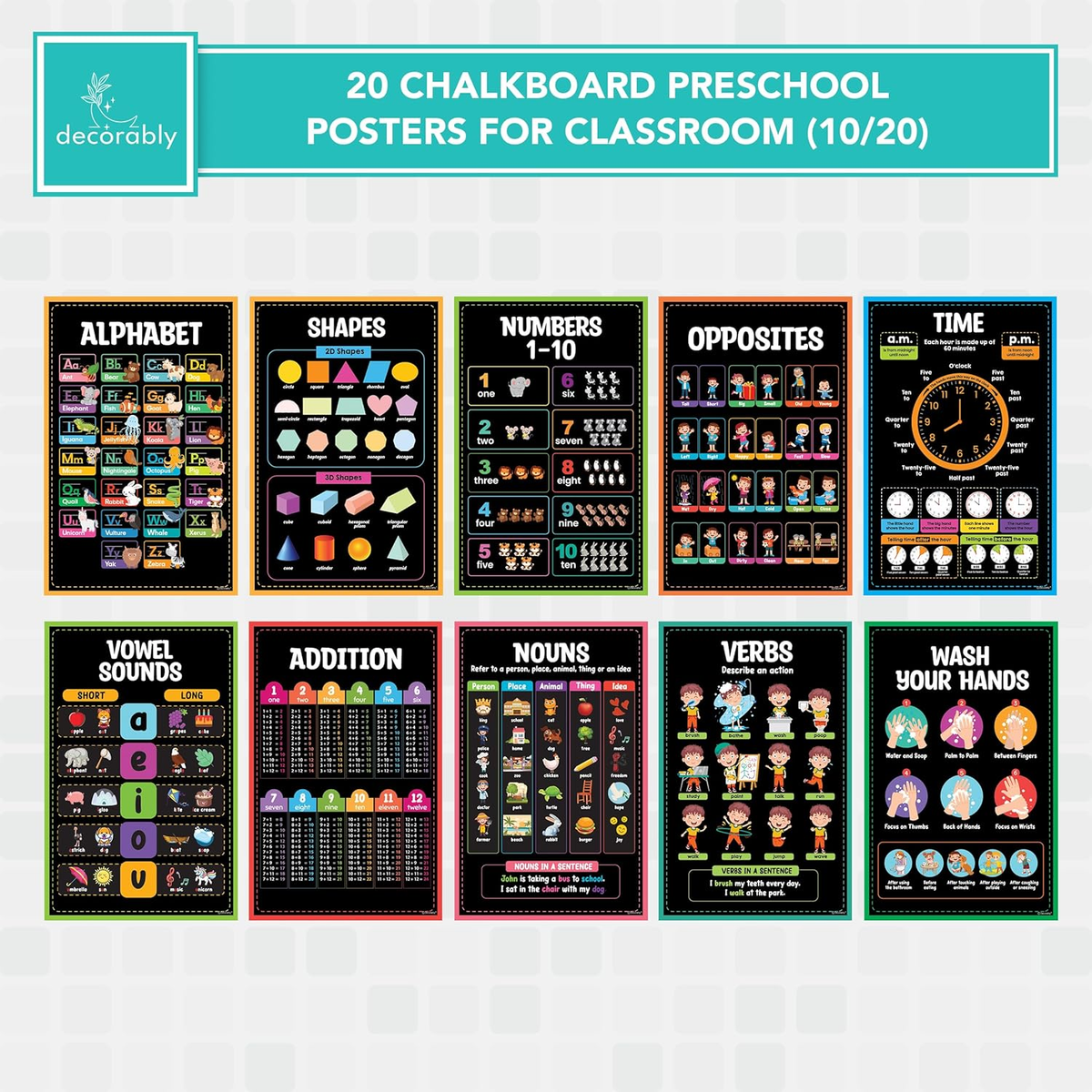 Alphabet For Classroom Wall 20-Pack Boho Rainbow Classroom Posters ...