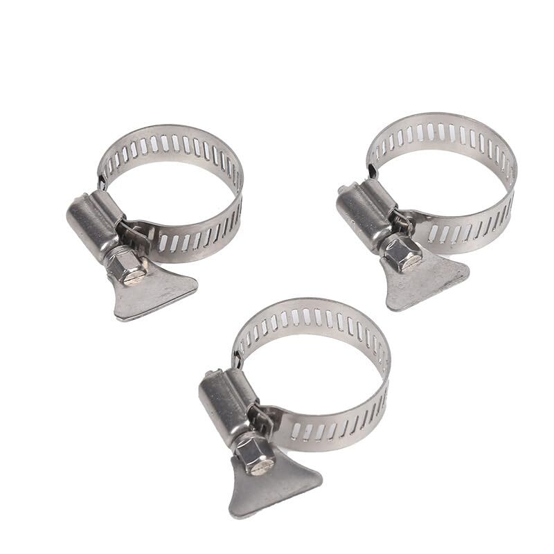 10-Pack 304 Stainless Steel Hose Clamps Adjustable Thumb Screw Key ...