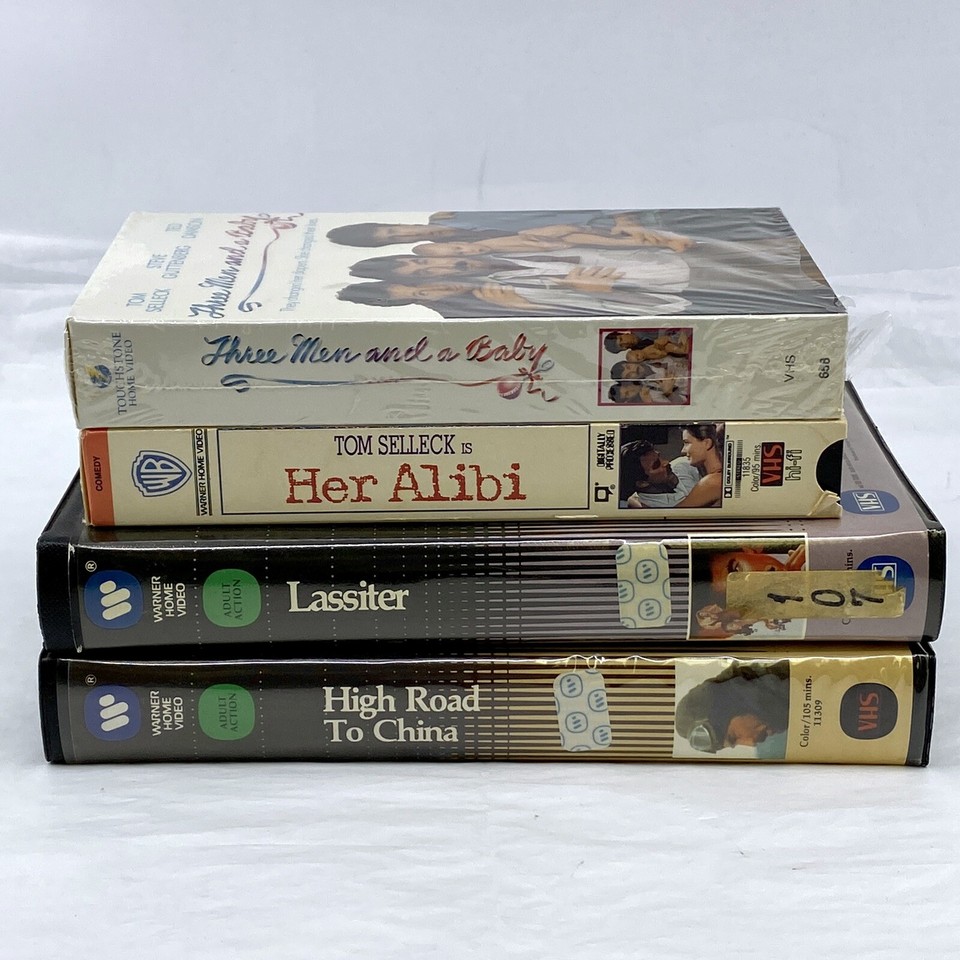 Tom Selleck VHS Tapes High Road to China/Lassiter/Her Alibi/Three Men ...
