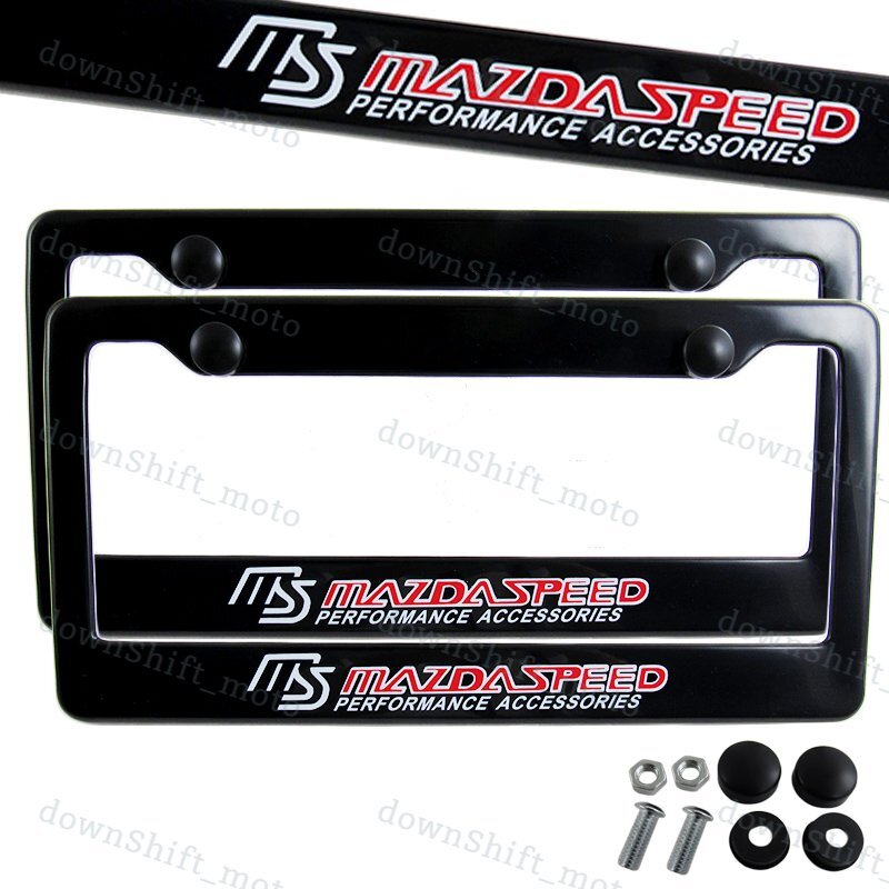 2pc MS MAZDASPEED ABS License Plate Frame with Cap For Mazda 3 6 Miata ...