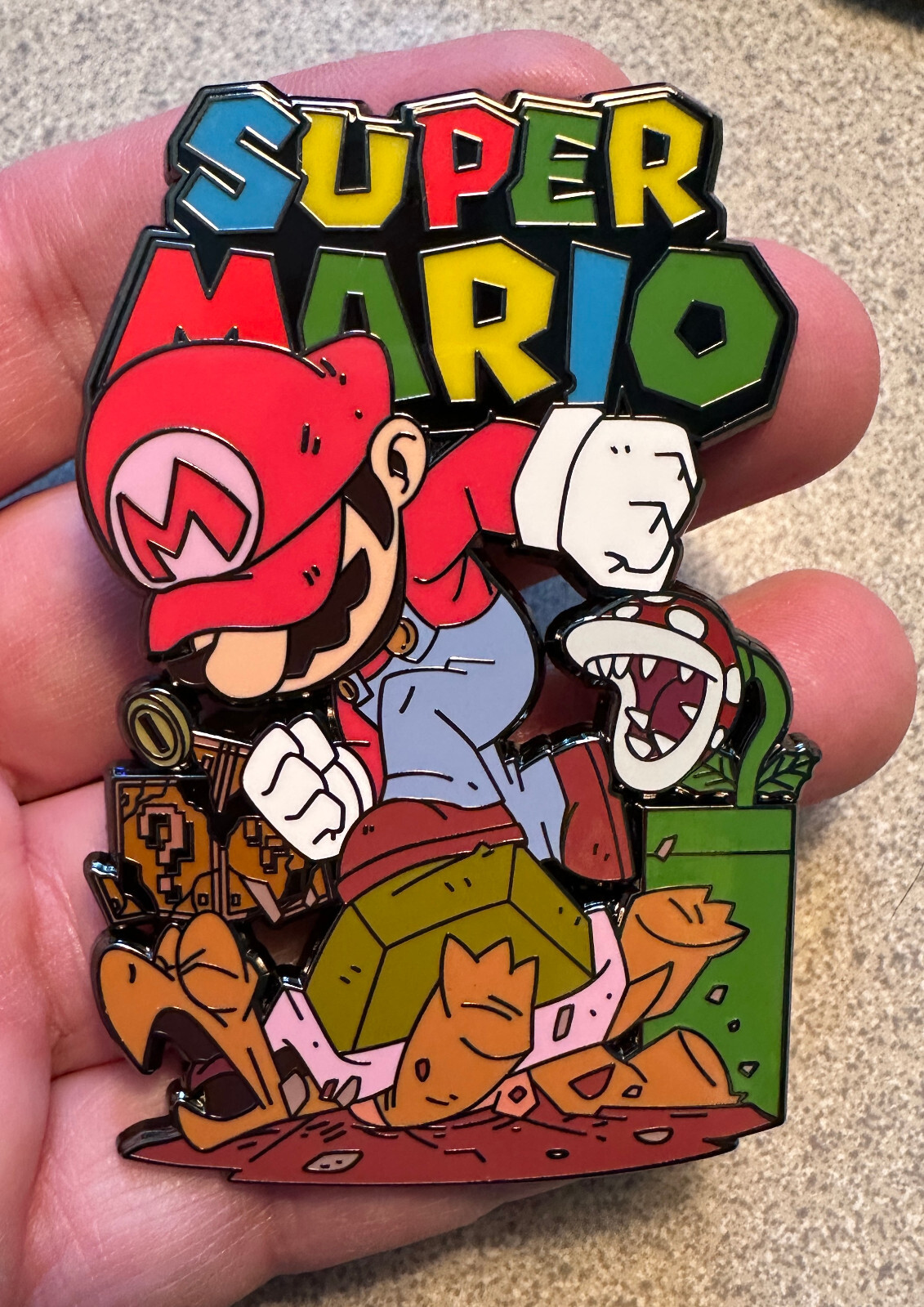 PIN SUPER MARIO BROS SQUASHING TURTLE 3" JUMBO FANTASY PIRANHA PLANTS ...