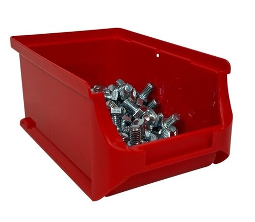 Hanging stacking plastic parts storage lin bins boxes garage workshop ...