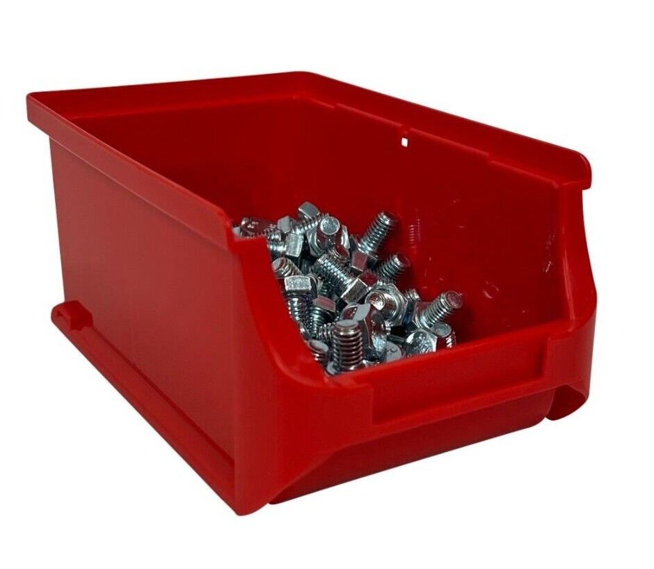 Hanging stacking plastic parts storage lin bins boxes garage workshop ...