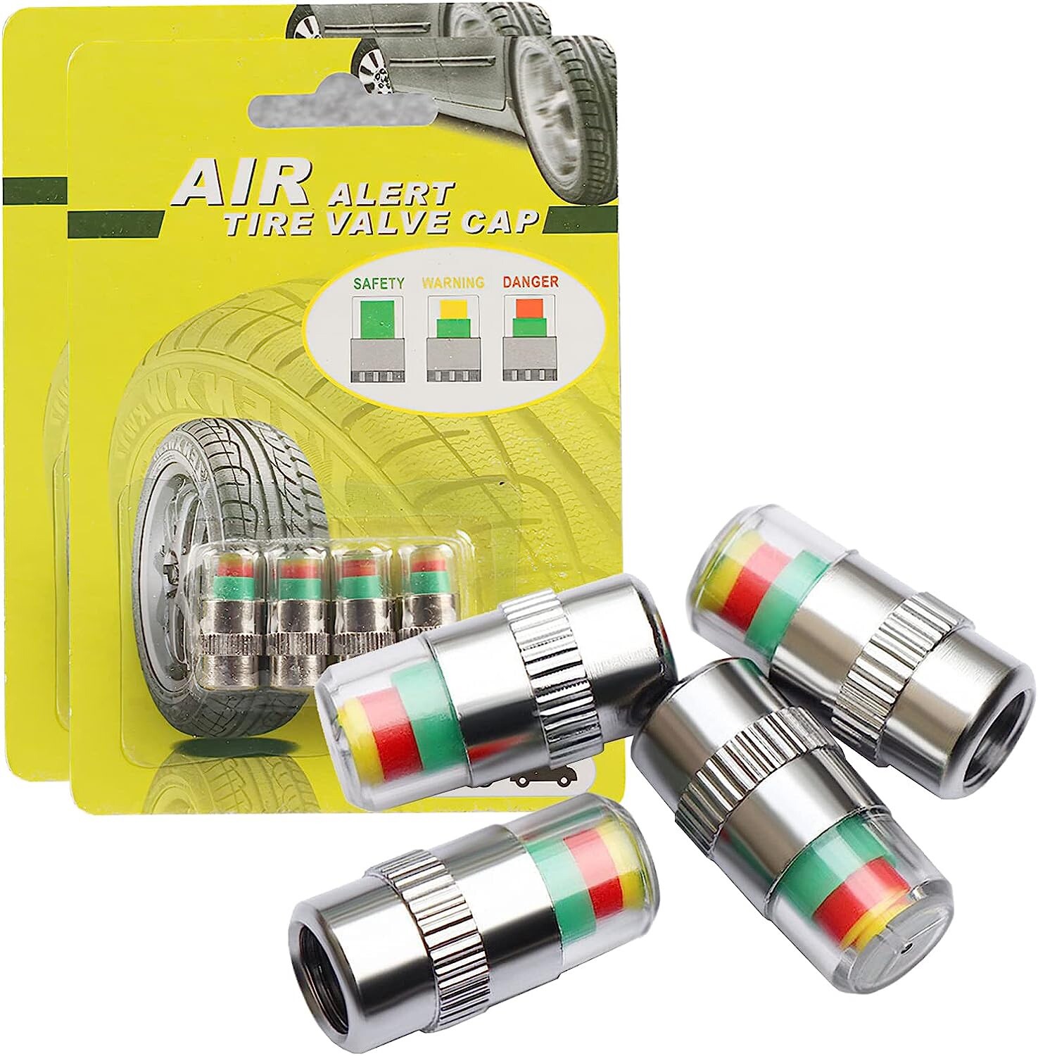 4 x Tyre Pressure Monitoring TPMS Valve Caps for 20 - 35 psi / 1.4 - 2. ...