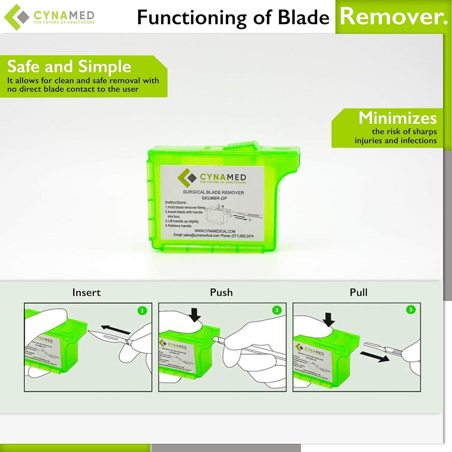 Cynamed Scalpel Blade Remover Handheld Disposable and Safe Sharps ...