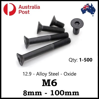 M6 (6mm) Countersunk Socket 12.9 Screw s Bolt s Hex CSK Course Alloy ...