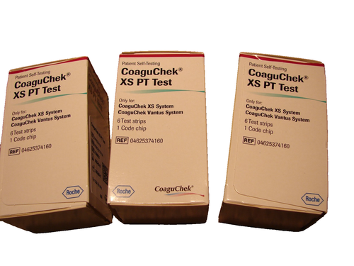 (3) CoaguChek XS PT Test Strips & Code Chip Sealed Expiration 3-31-2025 ...