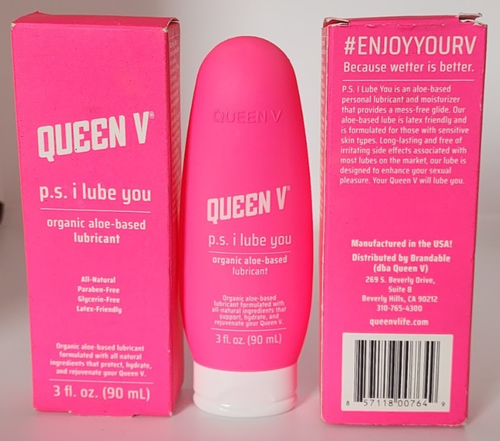 Queen V Organic Aloe Base Lubricant p.s. I Lube You 3 oz Natural Latex ...