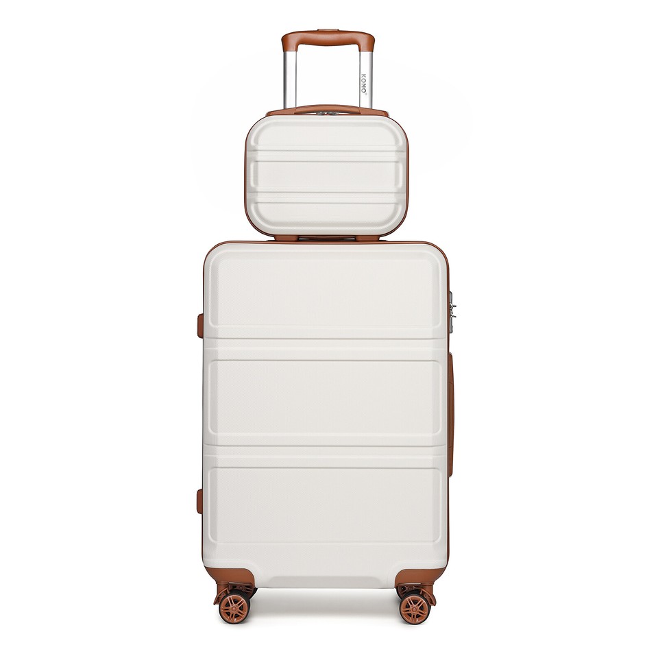 Cream 12/20/24/28Inch Hard Shell ABS Suitcase 4 Wheels Cabin Luggage ...