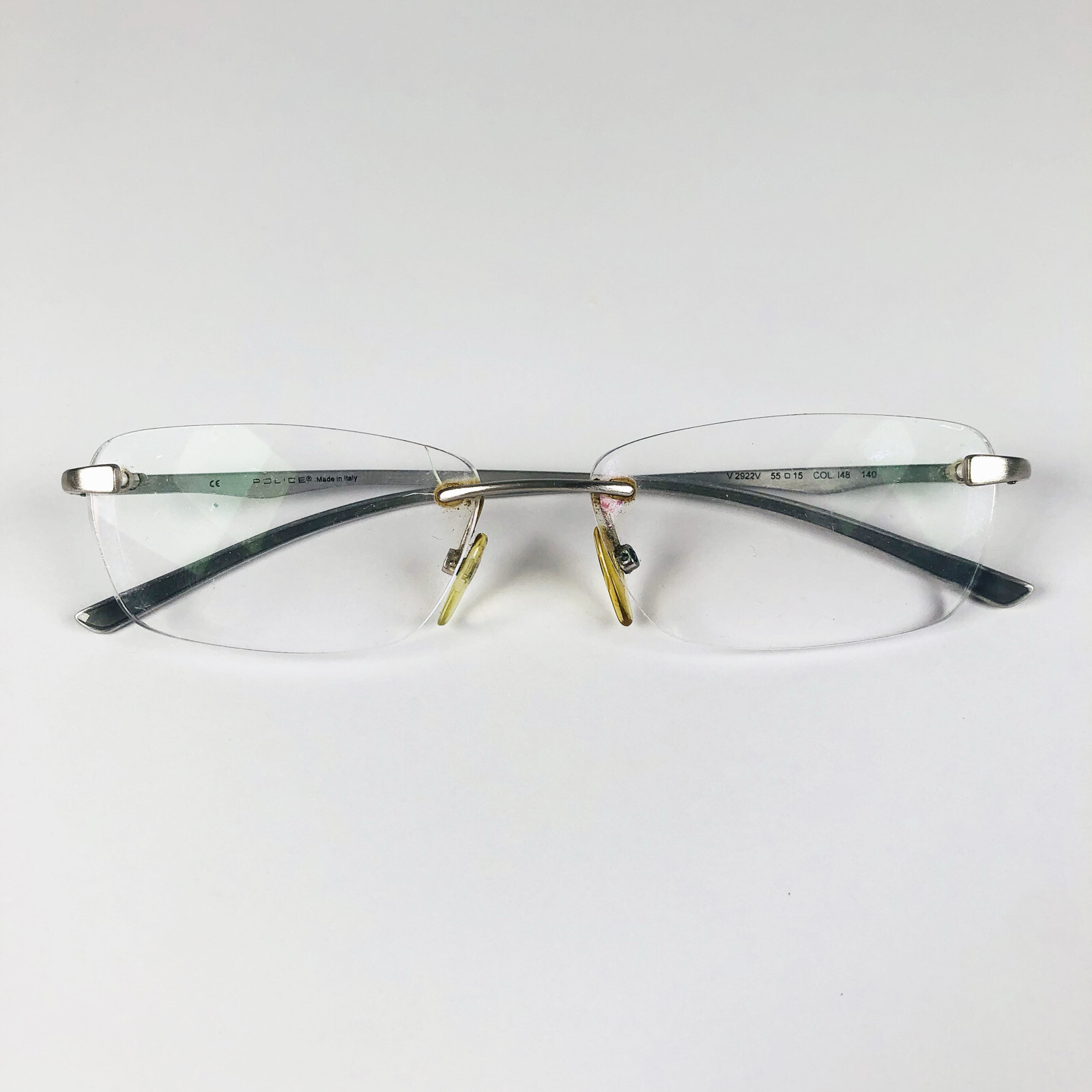 POLICE eyeglasses SATIN SILVER RIMLESS glasses frame MOD: V2922V COL ...