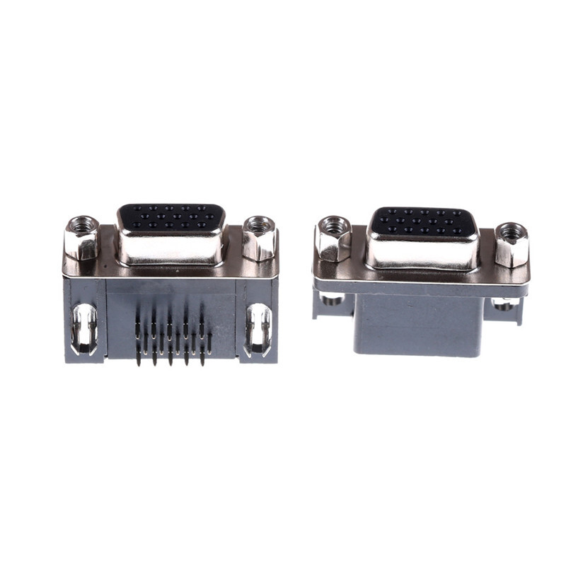 2PCS VGA DB15 15Pin D-SUB 3 Row Female Right Angle PCB Solder Cable ...
