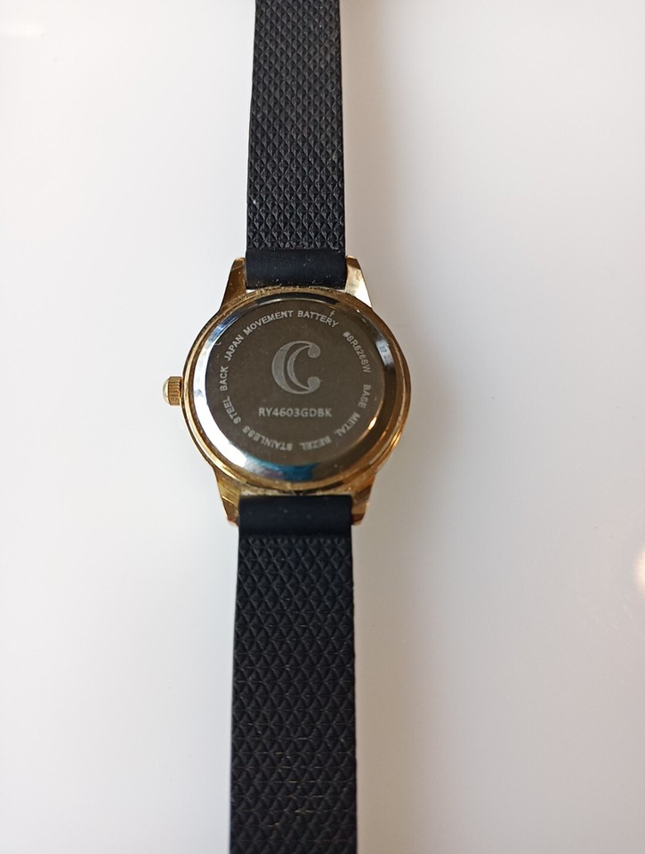 Collezio Gold Tone Women's Watch With Black Silicone Band | eBay