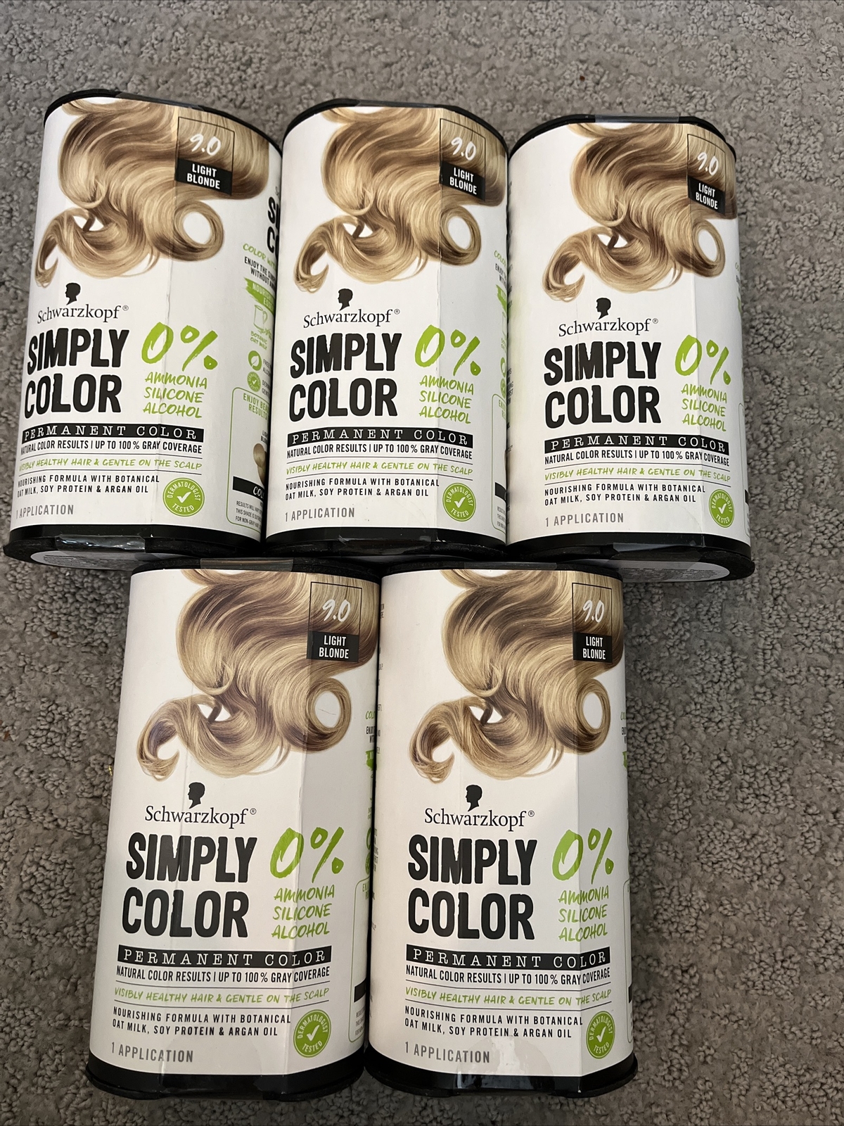 Schwarzkopf Simply Color Permanent Hair Color 9.0 Light Blonde Lot of 5 ...