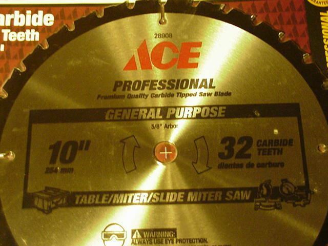 Ace Hardware Professional 10 Inch 32 Tooth Carbide Saw Blade 28908 New ...