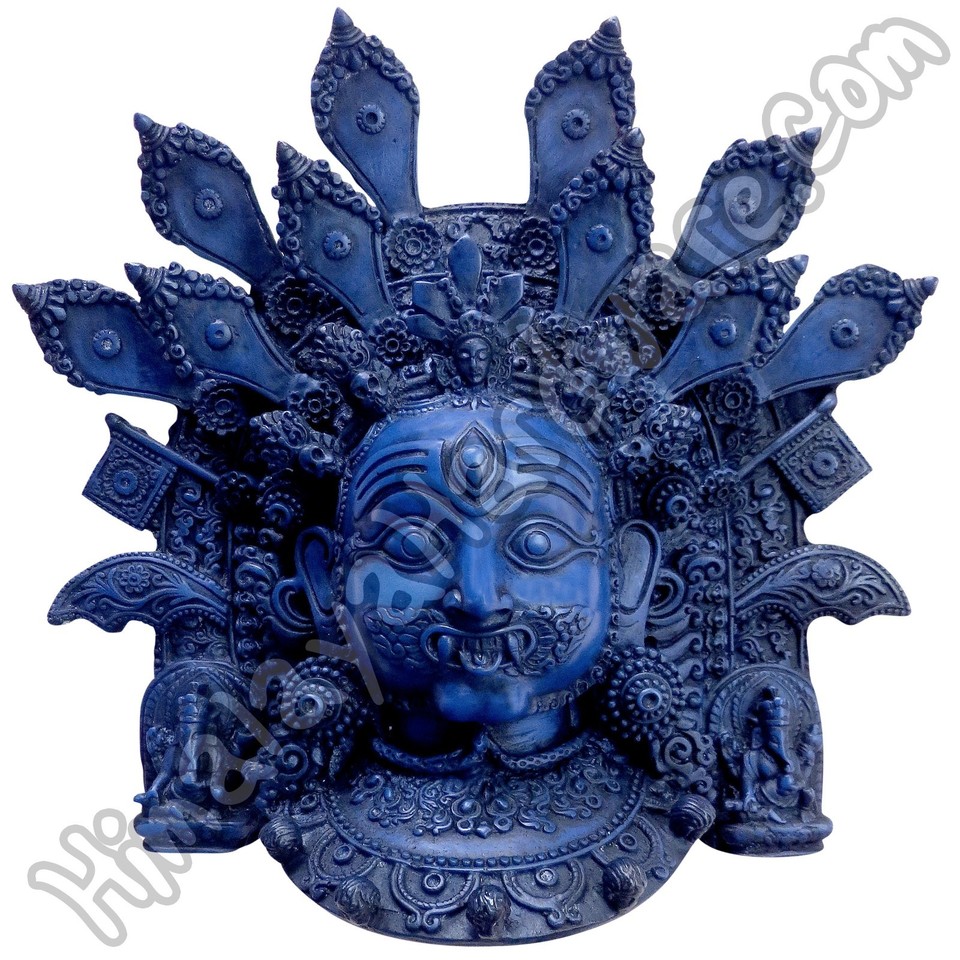 Resin Bhairava Mask: black red gold Bhairav Bhairab Kala Mahakala Shiva ...