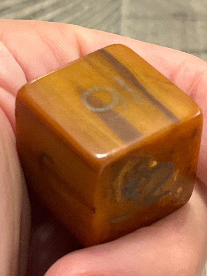 Old backgammon marbled bakelite doubling cube (number touchup need ...