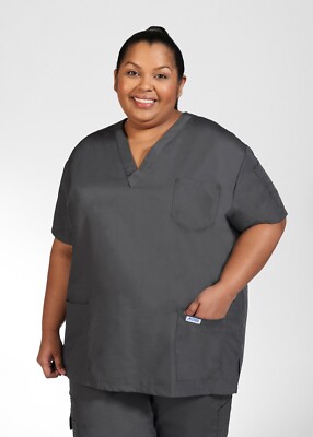 MOBB 310T V-Neck UNISEX Scrub Top - Charcoal (XXS) | eBay Australia