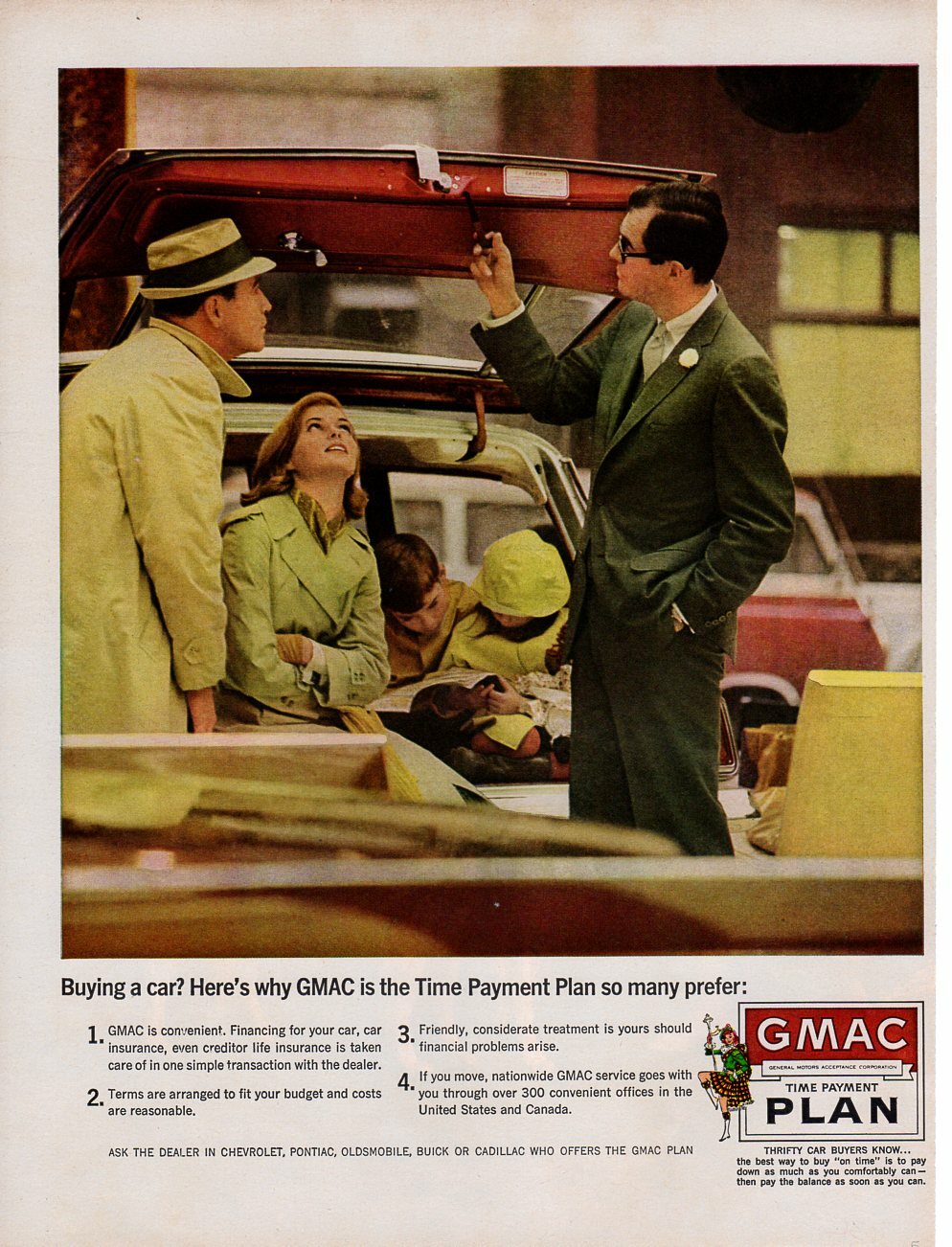 Vintage advertising print Car General Motors GMAC Plan Couple safety ...