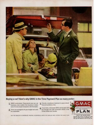 Vintage advertising print Car General Motors GMAC Plan Couple safety ...