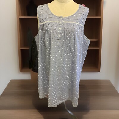 Croft Barrow Nightgown Blue W Raised White Dots Sleeveless 1X | eBay
