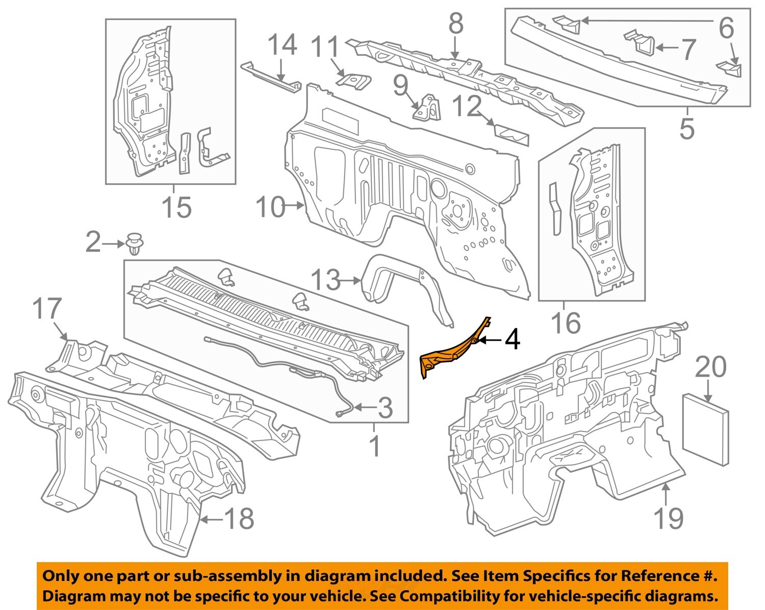 2015-2020 COLORADO CANYON BLACK PASSENGER SIDE WINDSHIELD COWL GRILLE ...