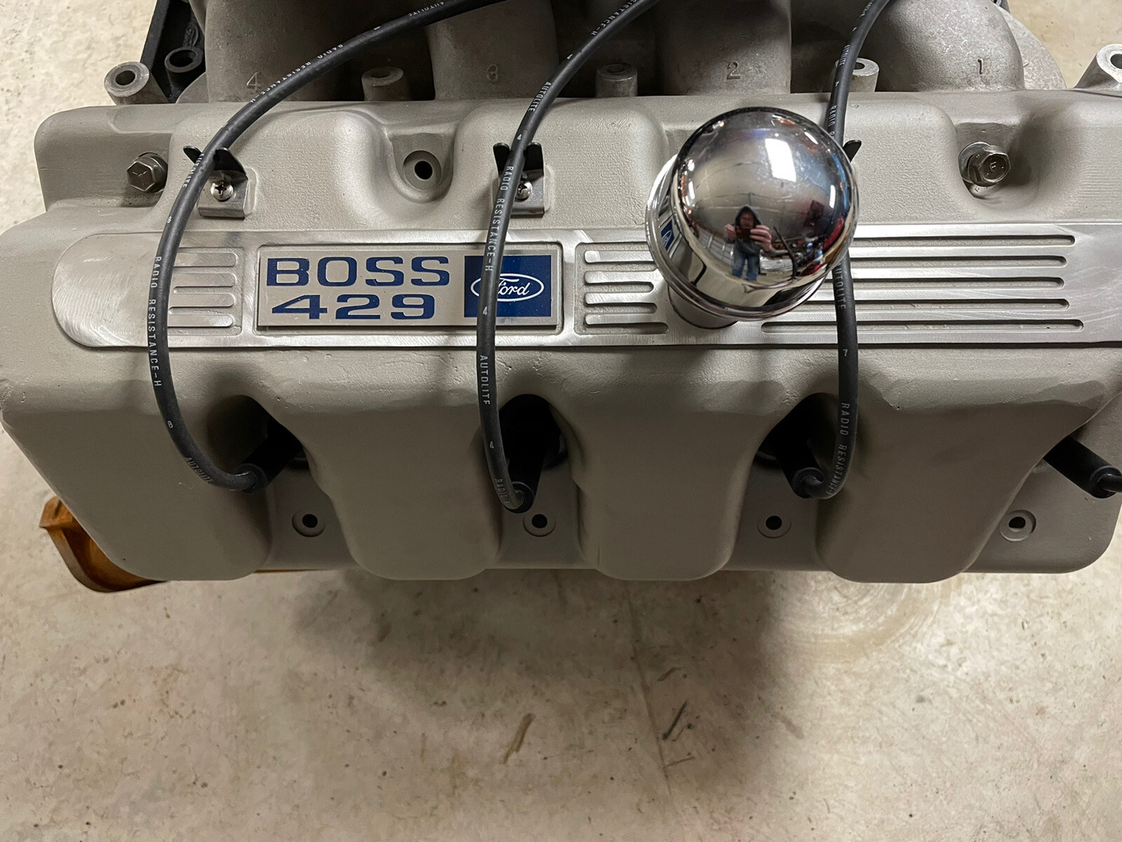 New Boss 429 aluminum valve covers 1969 1970 mustang with spark plug ...
