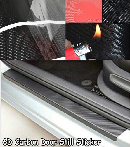 4x 6D Stickers Carbon Fiber Vinyl Decal Car Door Sill Step Scratch ...