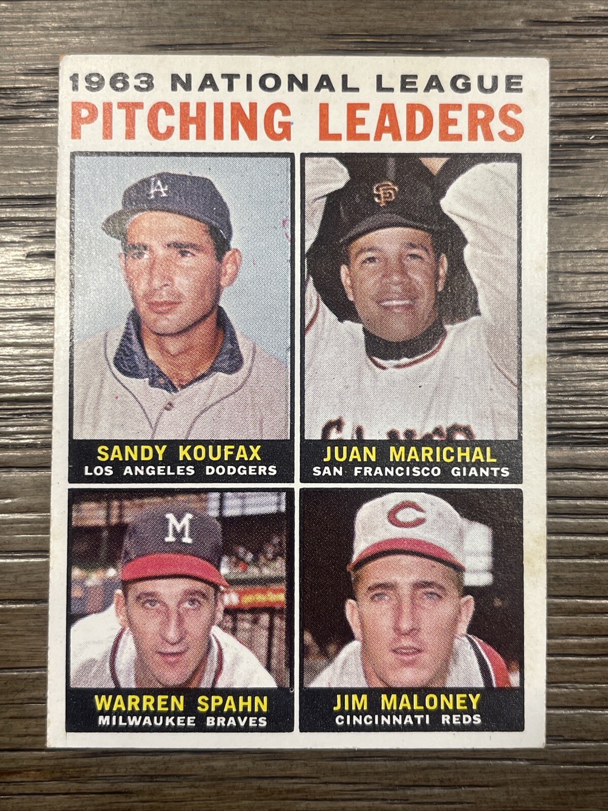 1963 Topps National League Pitching Leaders Koufax Marichal Spahn #3 EX ...