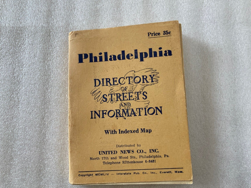 Vintage Philadelphia Directory Streets Information with Indexed Map ...