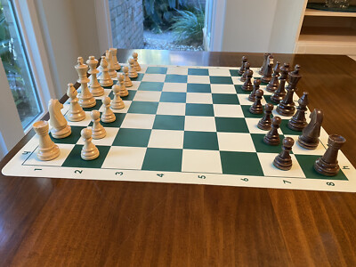 Wooden European Chess Set-including Number 6 Chessmen And Green ...