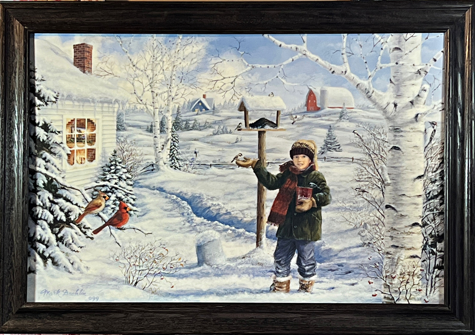 Mark Daehlin Chickadees Boy Bird Cardinal Art Print-Framed 33 x 23 | eBay