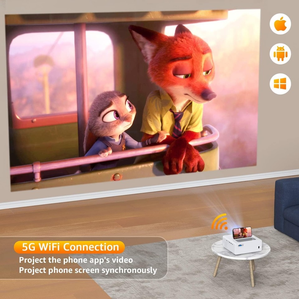 Ailessom L300 HD 1080P Video Projector 5G WiFi Bluetooth 450" Display ...