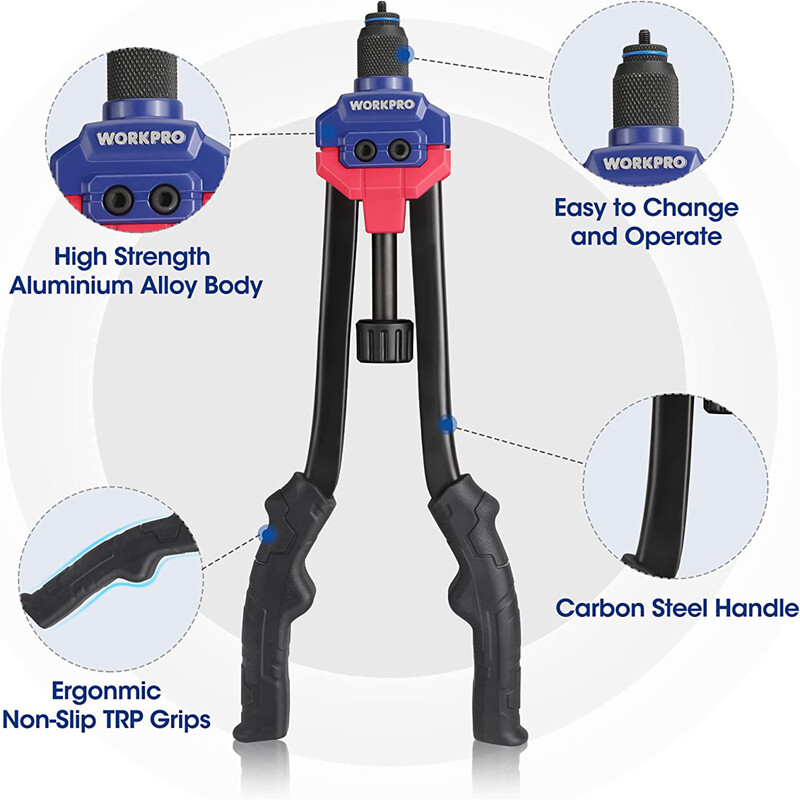 WORKPRO 16" Rivnut Tool Kit 11 Metric & SAE Mandrels Hand Nutsert Rivet ...