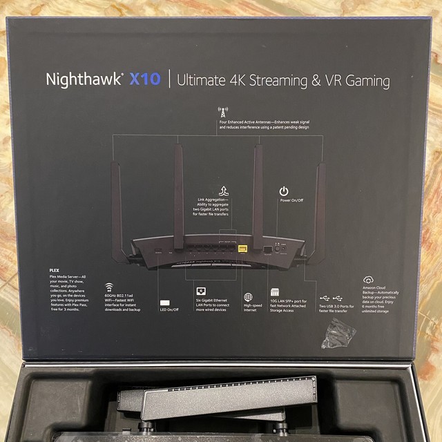 NETGEAR Nighthawk X10 7200 Mbps 7 Port Wireless AD Router (R9000-100NAS ...